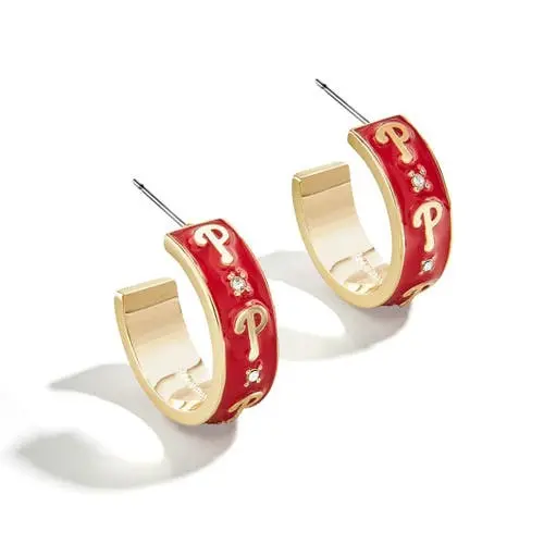 WEAR BY ERIN ANDREWS X Baublebar Philadelphia Phillies Enamel Hoop Earrings - Gold