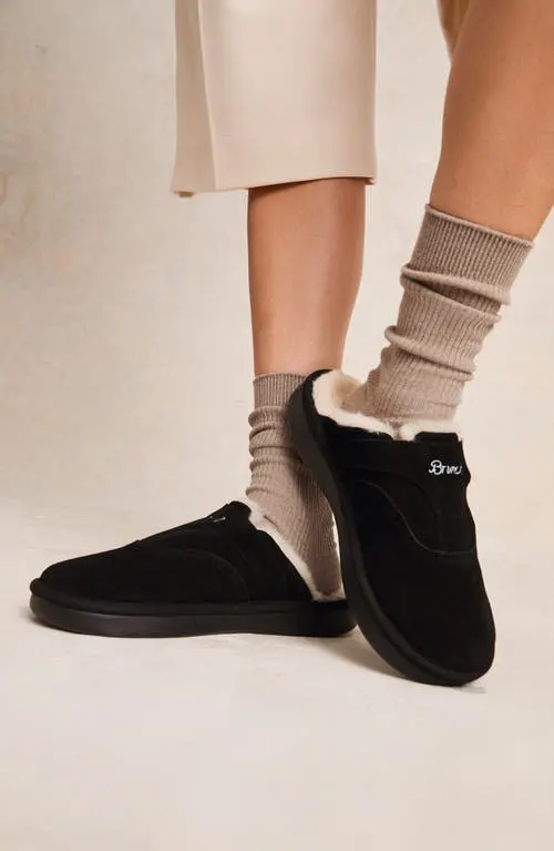 BRUNCH Gender Inclusive Amour Genuine Shearling Slipper - Black