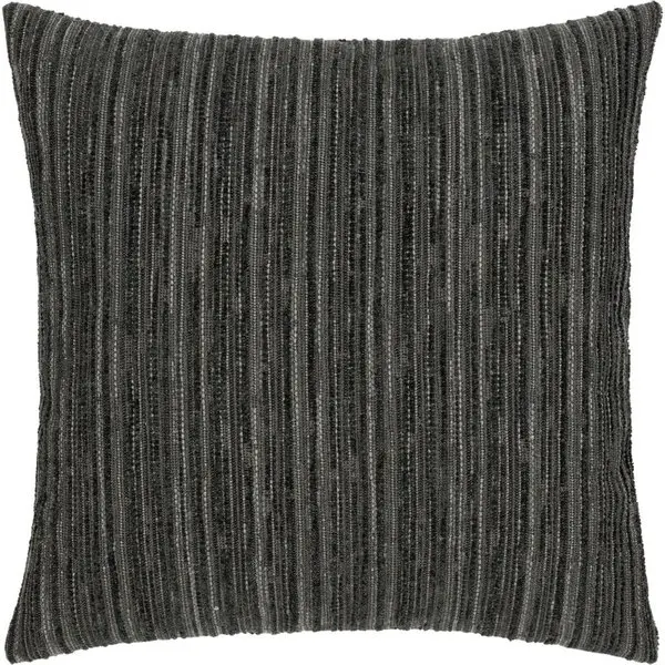 ELAINE SMITH Luxe Stripe Chenille & Boucle Textured Indoor & Outdoor Woven Accent Pillow - Charcoal Square