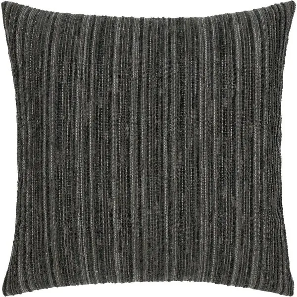 ELAINE SMITH Luxe Stripe Chenille & Boucle Textured Indoor & Outdoor Woven Accent Pillow - Charcoal