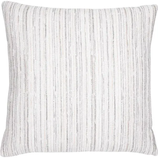 ELAINE SMITH Luxe Stripe Chenille & Boucle Textured Indoor & Outdoor Woven Accent Pillow - Pebble Square