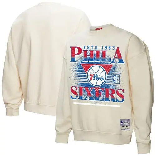 Mitchell & Ness Philadelphia 76ers Oversprayed Pullover Sweatshirt