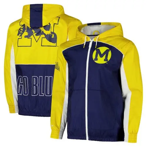 Mitchell & Ness Michigan Wolverines Big Shot Premium Full-zip Windbreaker