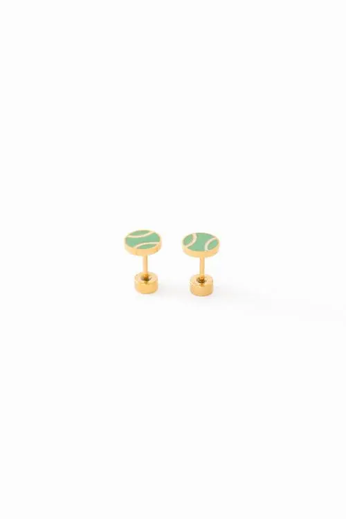 PIP POP Tennis Ball Stud Earrings - Green