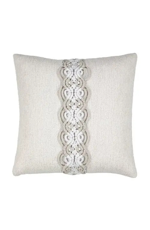 ELAINE SMITH Distinct Hand Macrame & Chenille Indoor & Outdoor Woven Accent Pillow - Oyster