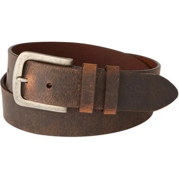 JACK OF SPADES Distressed Leather Casual Belt - Brown
