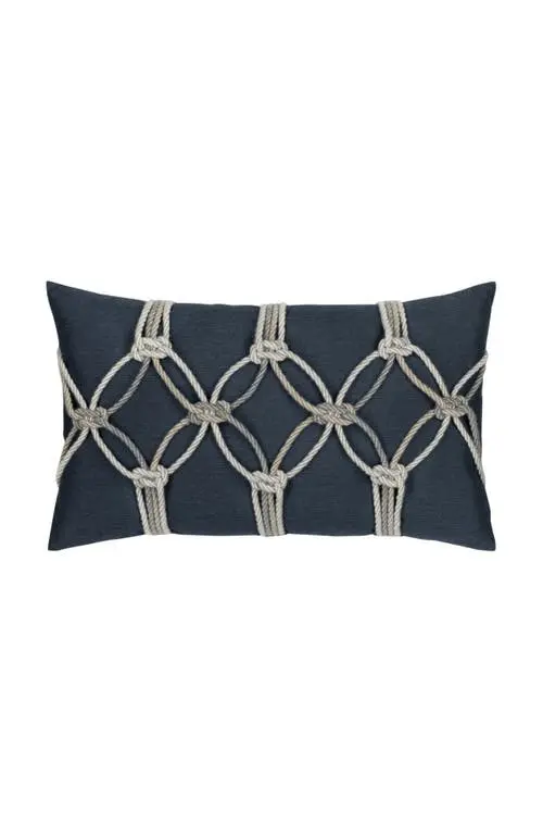 ELAINE SMITH Rope Hand Knotted Macrame Indoor & Outdoor Woven Accent Pillow - Indigo