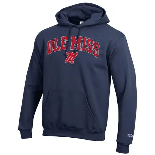 Champion Ole Miss Rebels Arched Logo Fleece Pullover Hoodie - Navy