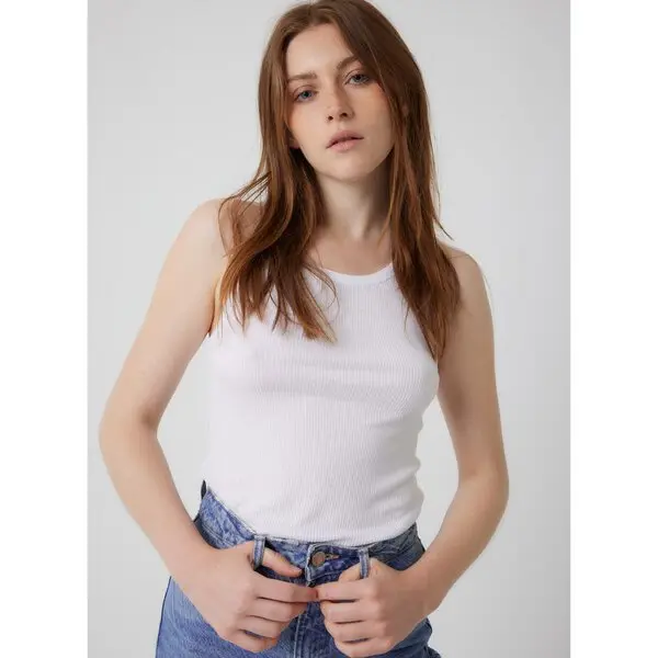 Majestic Filatures Lyocell Cotton Baby Rib Scoopneck Tank - Blanc
