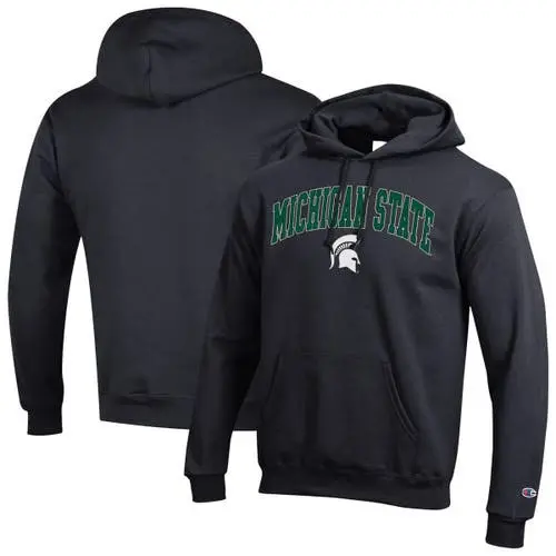 Champion Michigan State Spartans Arch Over Logo Pullover Hoodie - Black