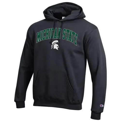 Champion Michigan State Spartans Arch Over Logo Pullover Hoodie - Black