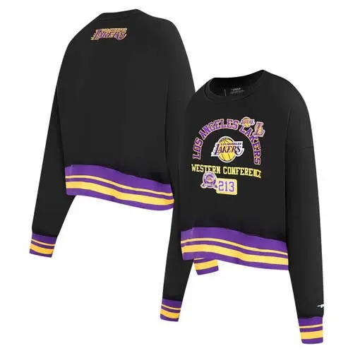 PRO STANDARD Los Angeles Lakers Area Code Cropped Pullover Sweatshirt