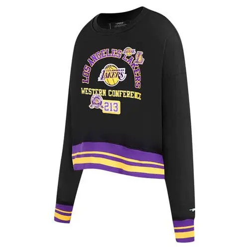 PRO STANDARD Los Angeles Lakers Area Code Cropped Pullover Sweatshirt