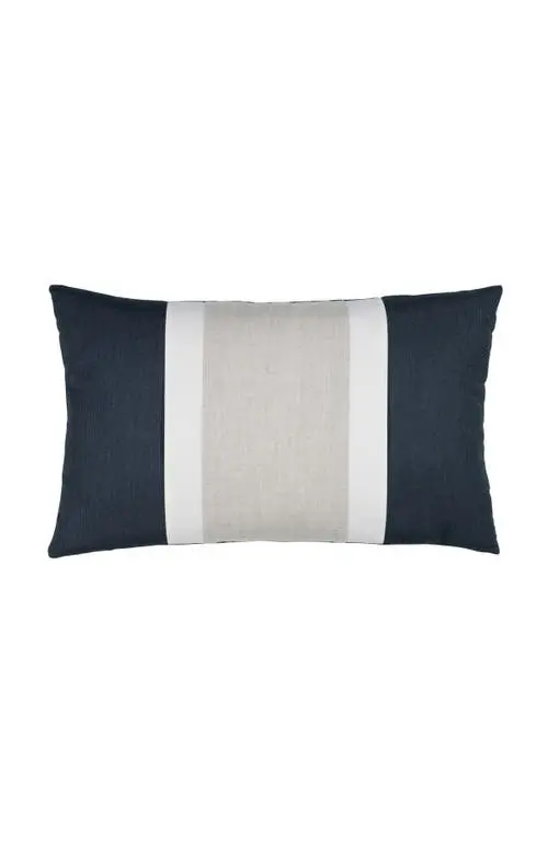 ELAINE SMITH Nevis Panelled Dimensional Banded Indoor & Outdoor Woven Accent Pillow - Indigo