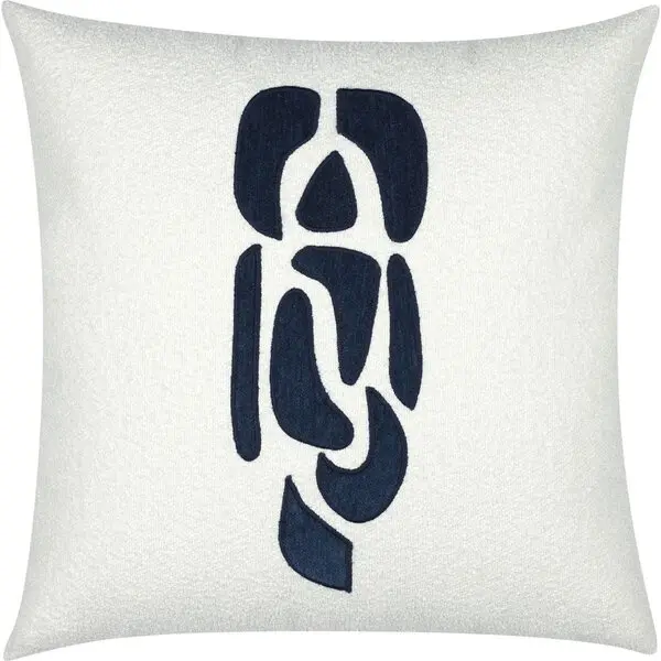 ELAINE SMITH Resonate Hand Applique Velvet & Boucle Indoor & Outdoor Woven Accent Pillow - Indigo