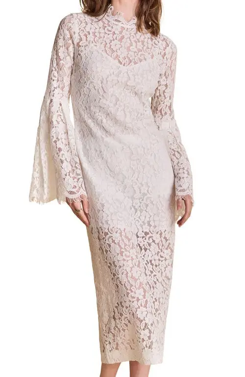 Endless Rose Lace Midi Dress With Long Bell Sleeves