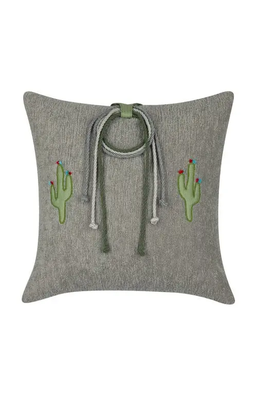 ELAINE SMITH Desert Bloom Hand Appliqued & Knotted Indoor & Outdoor Woven Accent Pillow - Multi