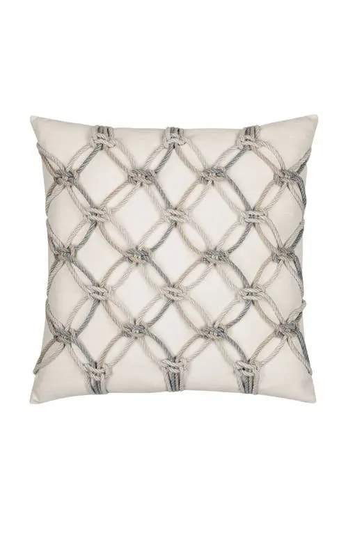 ELAINE SMITH Rope Hand Knotted Macrame Indoor & Outdoor Woven Accent Pillow - Grigio