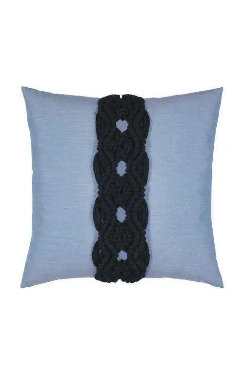 ELAINE SMITH Palomar Handknotted Macrame Indoor & Outdoor Woven Accent Pillow - Indigo