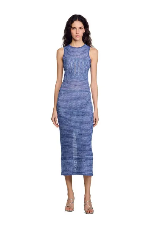 Sandro Knit Midi Dress In Royal Blue - 30% Off | Editorialist
