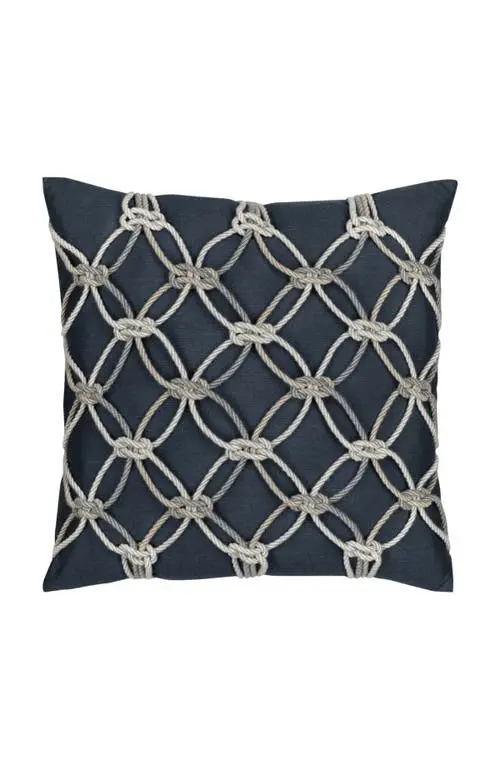 ELAINE SMITH Rope Hand Knotted Macrame Indoor & Outdoor Woven Accent Pillow - Indigo