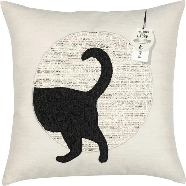 ELAINE SMITH Unconditional Handmade Terry Indoor/outdoor Pillowsupports Pets - Meow (tail)