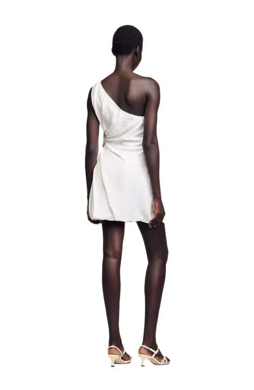 white asymmetrical wrap dress Liana White Asymmetrical Flared Midi Dress, S / White main image 1