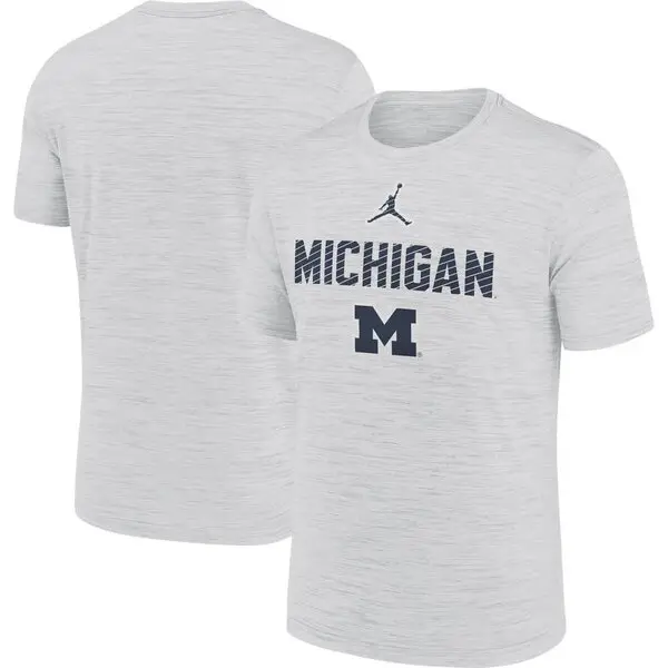 JORDAN BRAND White Michigan Wolverines Campus Slant Velocity Performance T-shirt