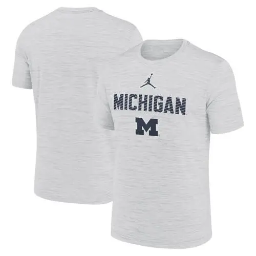 JORDAN BRAND White Michigan Wolverines Campus Slant Velocity Performance T-shirt