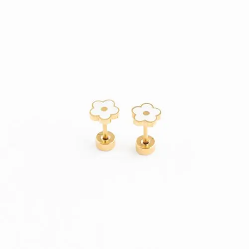 PIP POP Petite Flower Stud Earrings - White
