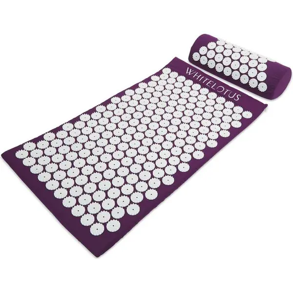 WHITE LOTUS BEAUTY Premium Acupressure Mat Set Natural Stress Relief & Relaxation - Magenta Purple