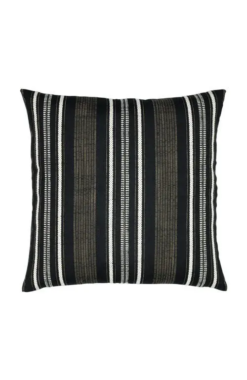 ELAINE SMITH Pathway Textured Stripe Indoor & Outdoor Woven Accent Pillow - Ebony