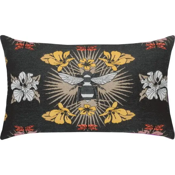 ELAINE SMITH Honey Bee Jacquard Chenille Accented Indoor & Outdoor Woven Accent Pillow - Multi