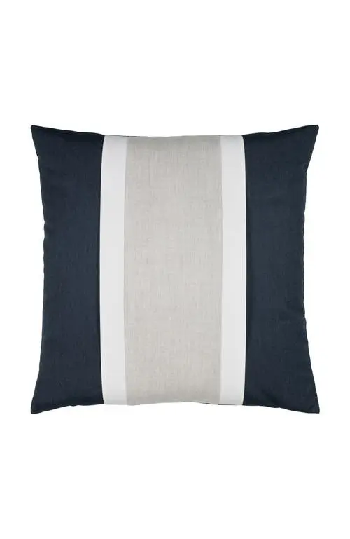 ELAINE SMITH Nevis Panelled Dimensional Banded Indoor & Outdoor Woven Accent Pillow - Indigo