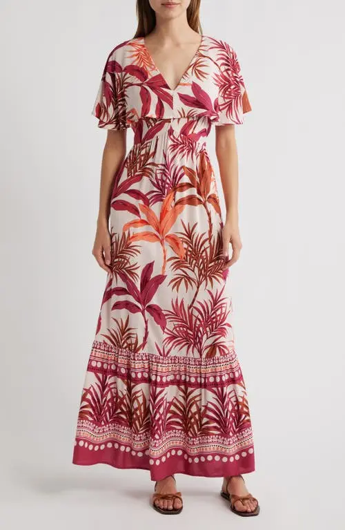 LIPSY Palm Print Open Back Maxi Dress