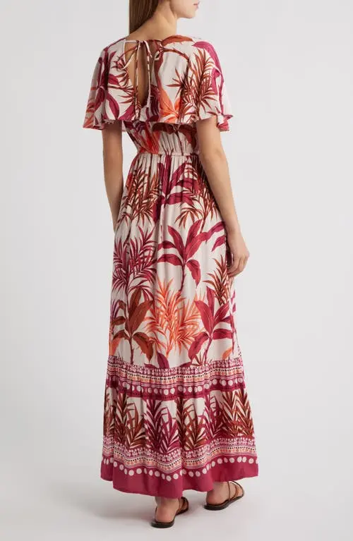 LIPSY Palm Print Open Back Maxi Dress
