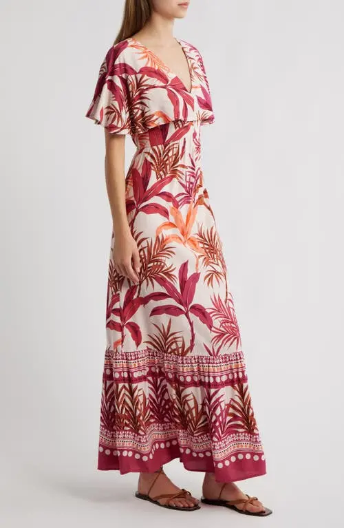 LIPSY Palm Print Open Back Maxi Dress