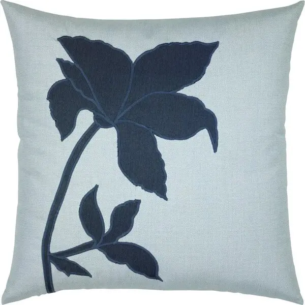 ELAINE SMITH Botanica Handmade Embroidered Applique Indoor & Outdoor Woven Accent Pillow - Lily
