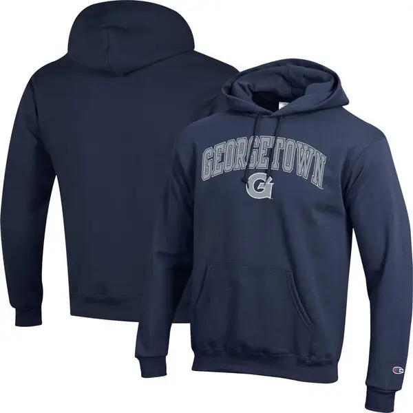 Champion Georgetown Hoyas Arched Logo Fleece Pullover Hoodie - Navy