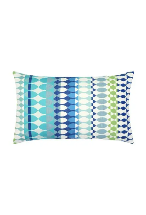 ELAINE SMITH Modern Oval Indoor & Outdoor Woven Accent Pillow - Ocean