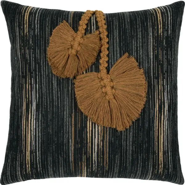 ELAINE SMITH Ingenuity Hand Knotted Macrame Indoor & Outdoor Woven Accent Pillow - Harvest