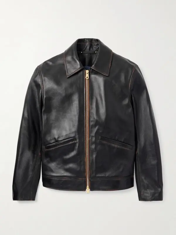 Paul Smith Leather Blouson Jacket - Brown