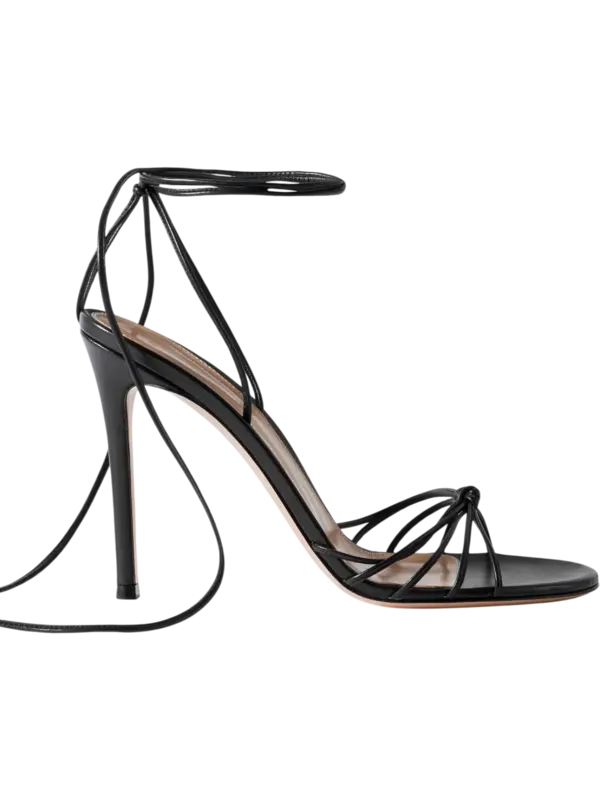 GIANVITO ROSSI 105 Lace-up Leather Sandals - Black