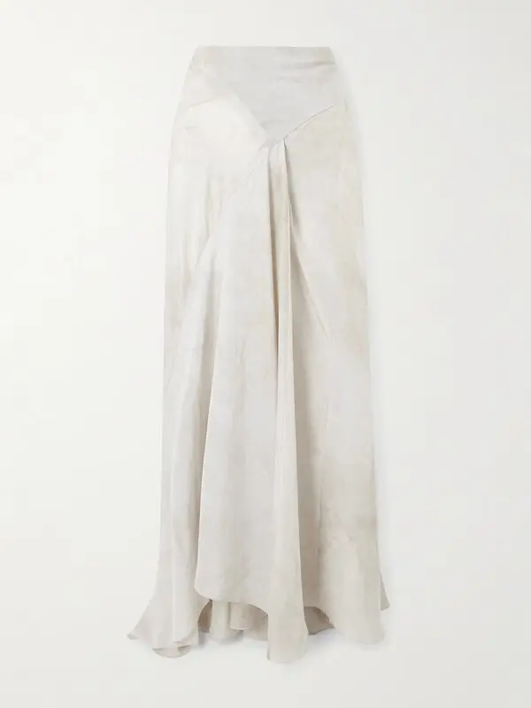 CORTANA Dali Asymmetric Paneled Maxi Skirt - Neutrals