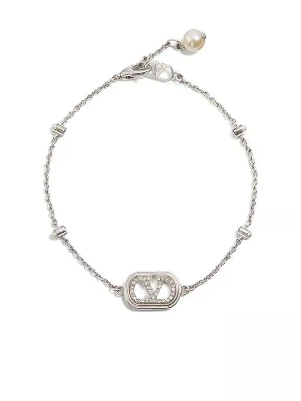 Valentino Garavani Vlogo Signature Pearl Bracelet - Grey