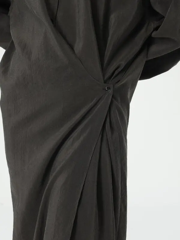 LEMAIRE Long Sleeve Collared Wrap Dress - Coffee