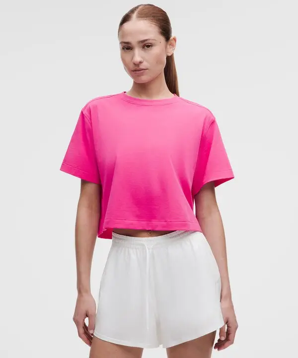 Lululemon All Yours Organic Cotton Cropped T-shirt - Sonic Pink