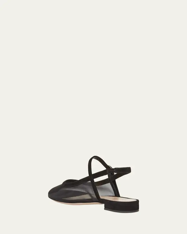 GIANVITO ROSSI Mesh Mary Jane Ballerina Flats - Denim