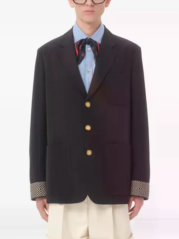 Valentino Garavani Jacquard-trim Single-breasted Blazer