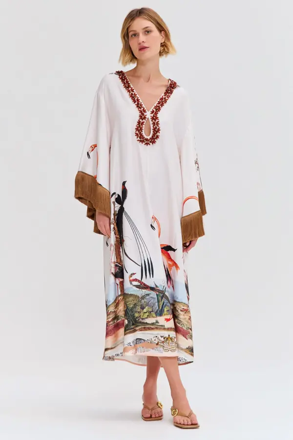 PatBO Paradise Land Maxi Caftan - White